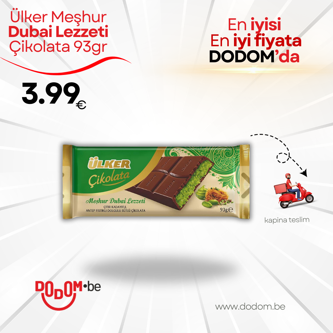 Ülker Meşhur Dubai Lezzeti Çikolata 93gr – Dodom.be | Livraison à ...